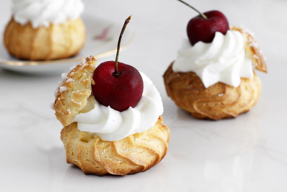 Cherry Cream Puffs Filled with Vanilla Cream | Lil' Cookie