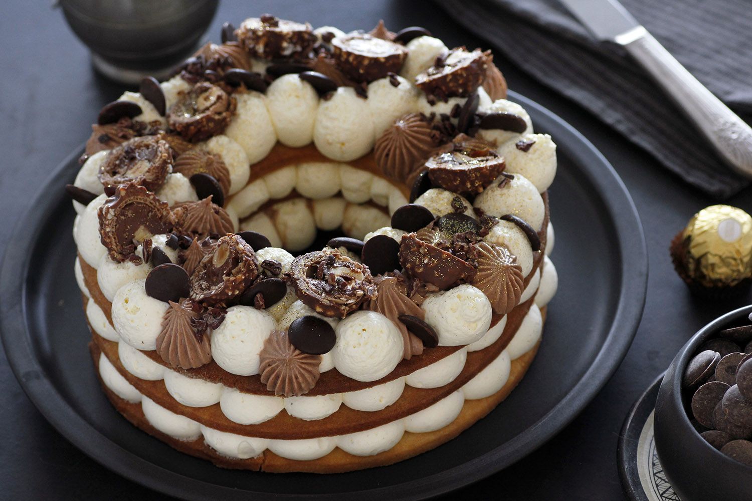 Ferrero Rocher Cream Tart Number Cake | Lil' Cookie