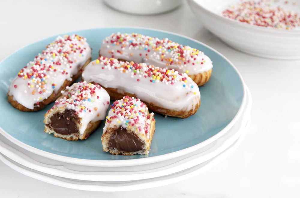 Chocolate Eclairs with Sprinkles | Lil' Cookie